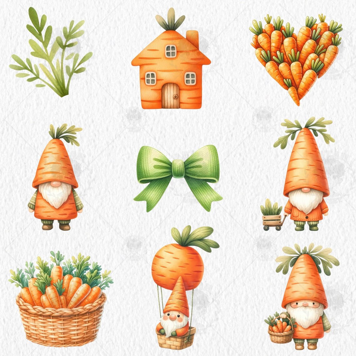 Cute Gnome Carrot Watercolor Clipart Farmer Gnomes Sublimation