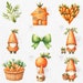 Cute Gnome Carrot ,watercolor Clipart ,farmer , Gnomes Sublimation ...