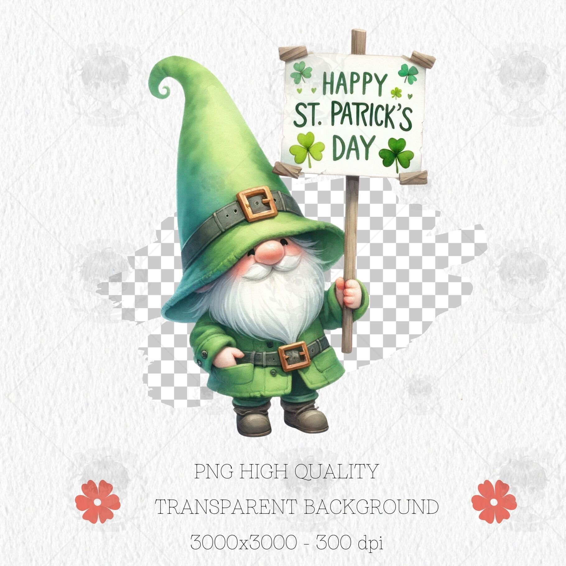 Gnomes St. Patrick's Day Clipart, Watercolor , Shamrock Clipart ...