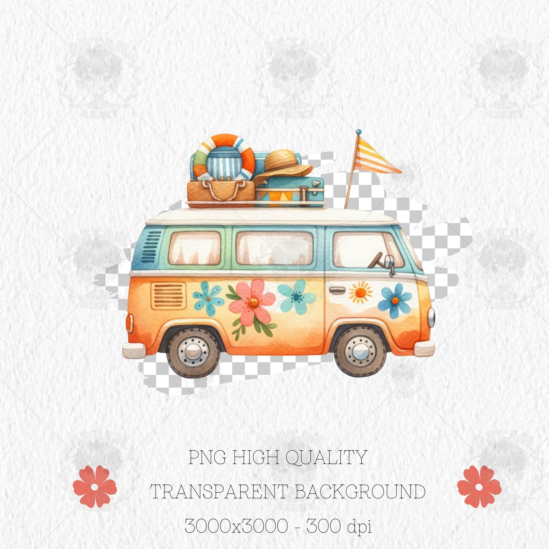 Summer Watercolor Clipart: Beach Holiday PNG Images (PDF) - Etsy
