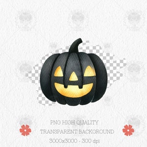 Black Halloween Watercolor Clipart: Spooky PNG Images (digital Download ...