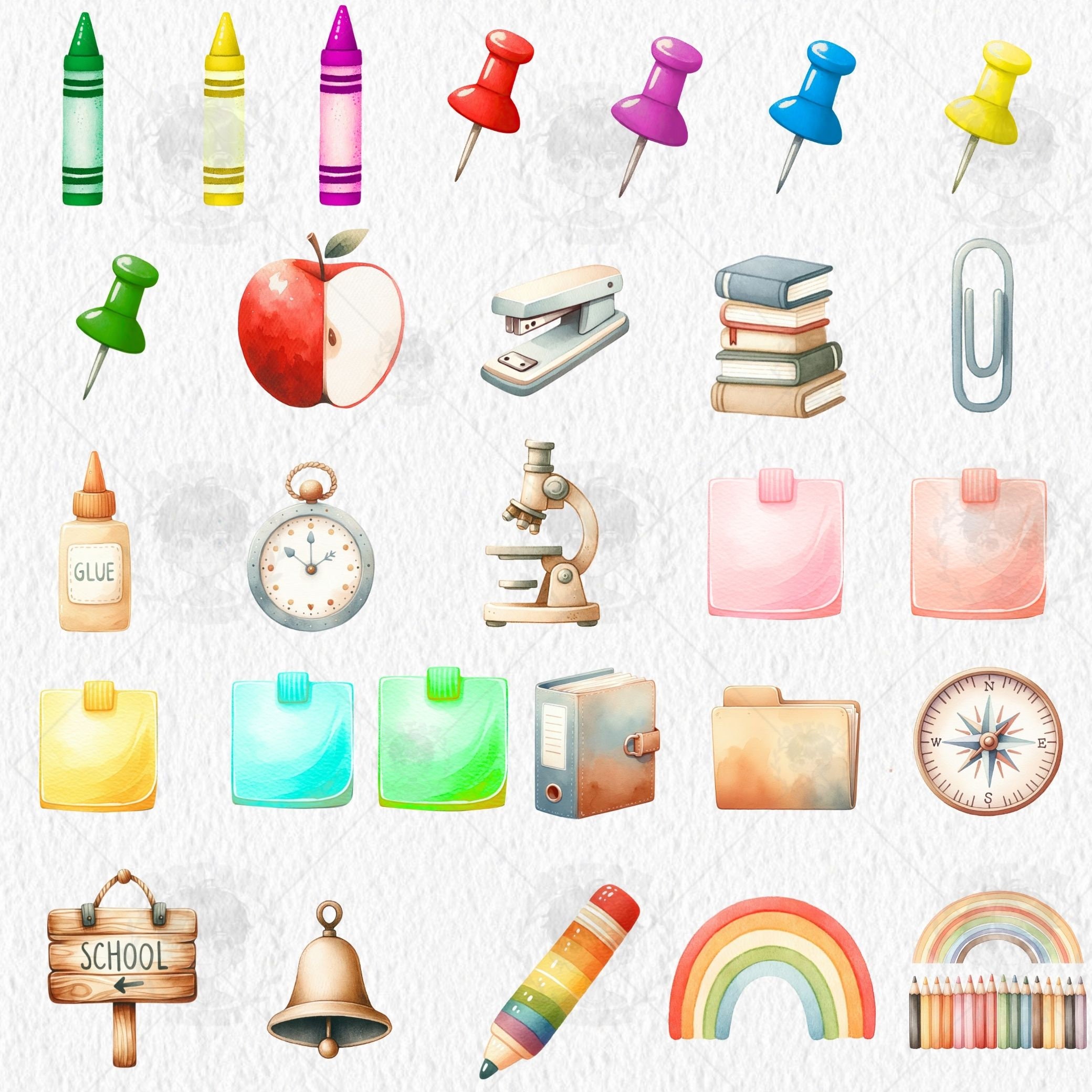 Watercolor School Clipart: Teacher & Student PNG Graphics (PDF) - Etsy