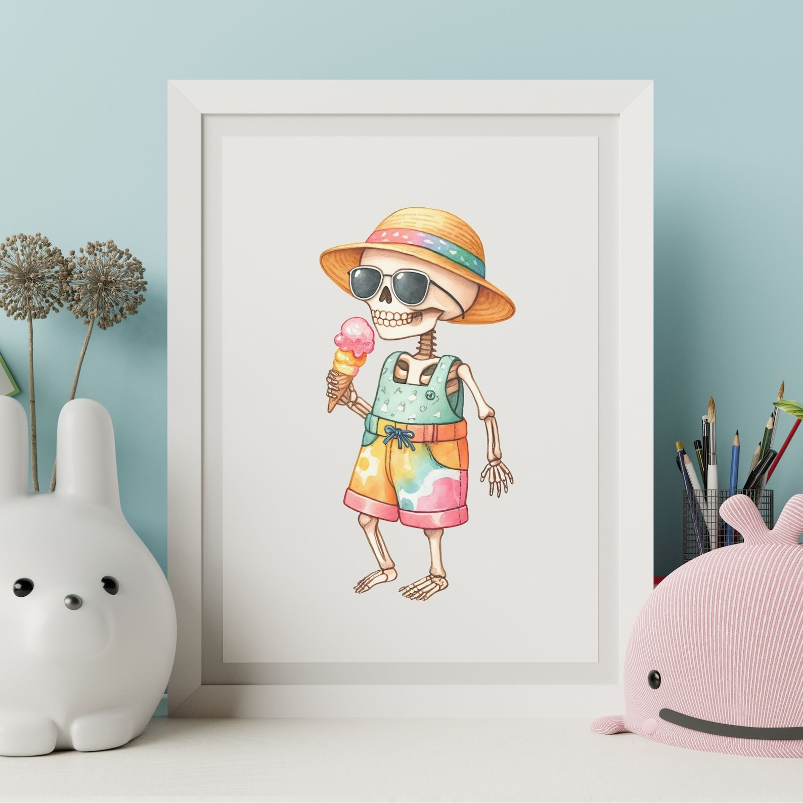 Skeleton Summer Clipart, Summer Beach Clipart, Summer Fun, Halloween ...