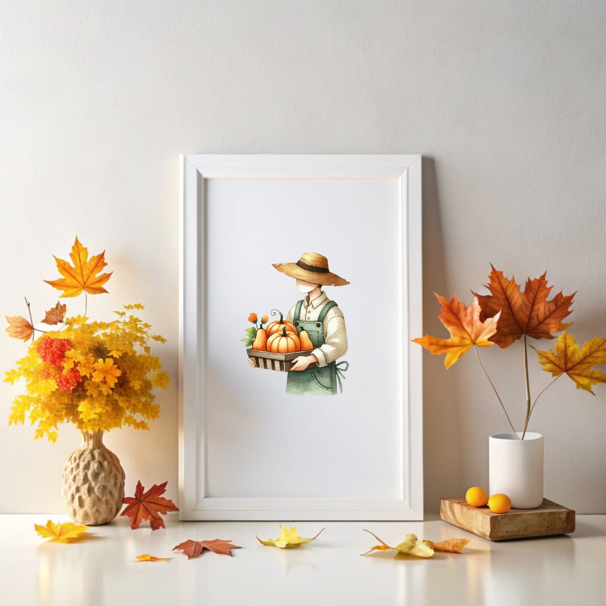 Watercolor Pumpkin Clipart: Autumn Harvest PNG Images (digital Download ...