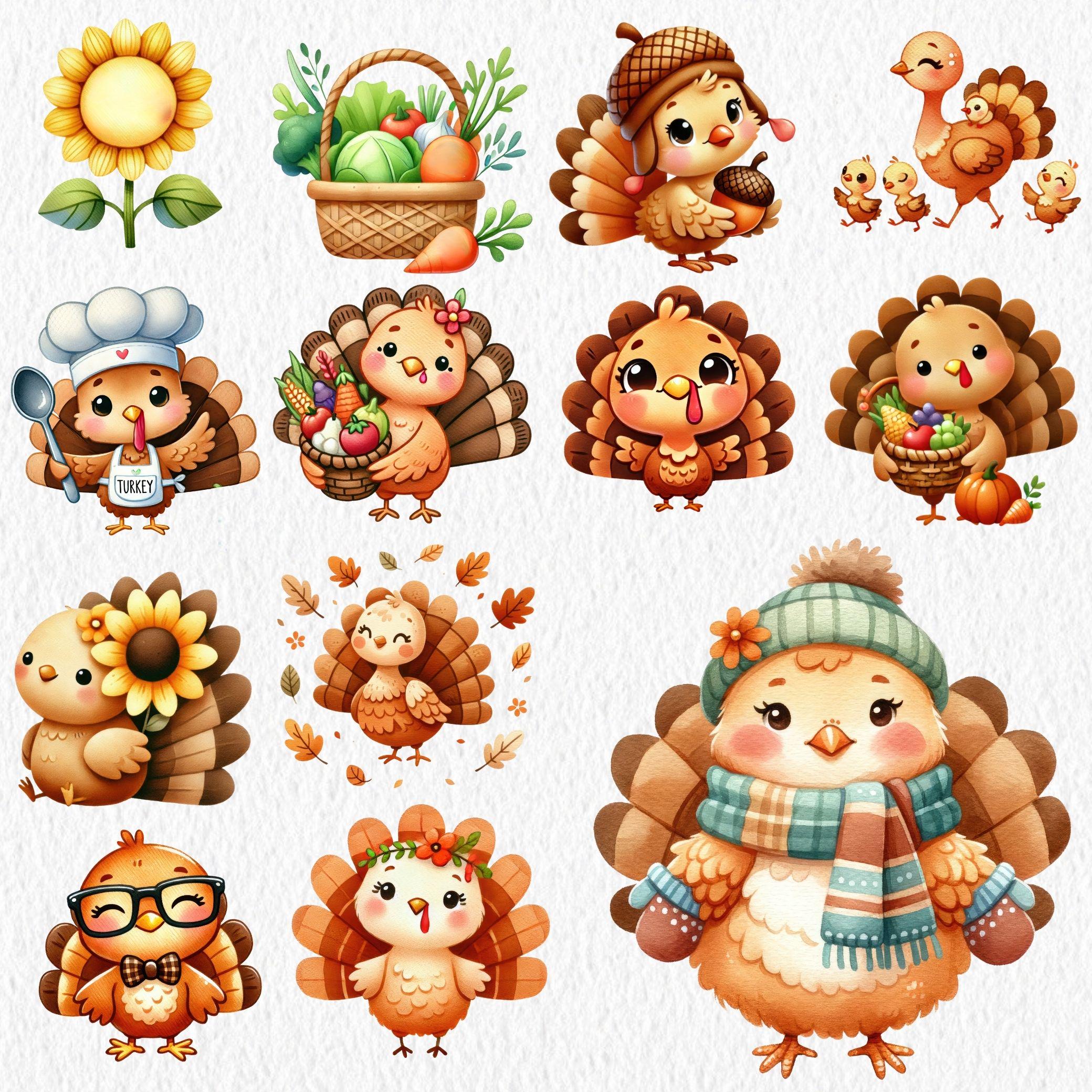 Cute Turkey Clipart,watercolor Turkey,thanksgiving Clipart,thanksgiving ...