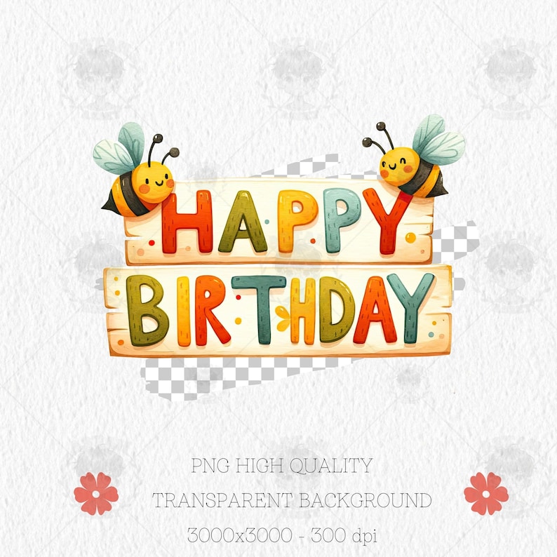 Bee Birthday Watercolor Clipart, Cute Bee Clipart, Bumble Bee Clipart ...