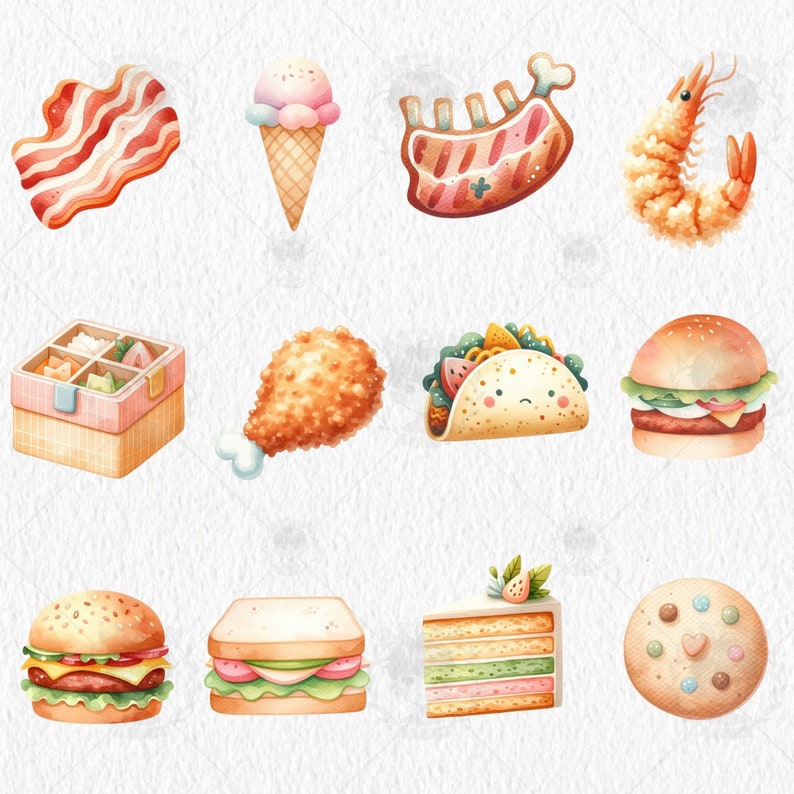 Fast Food ,watercolor Clipart ,fast Food Menu, Cute Food Clipart ,kid ...