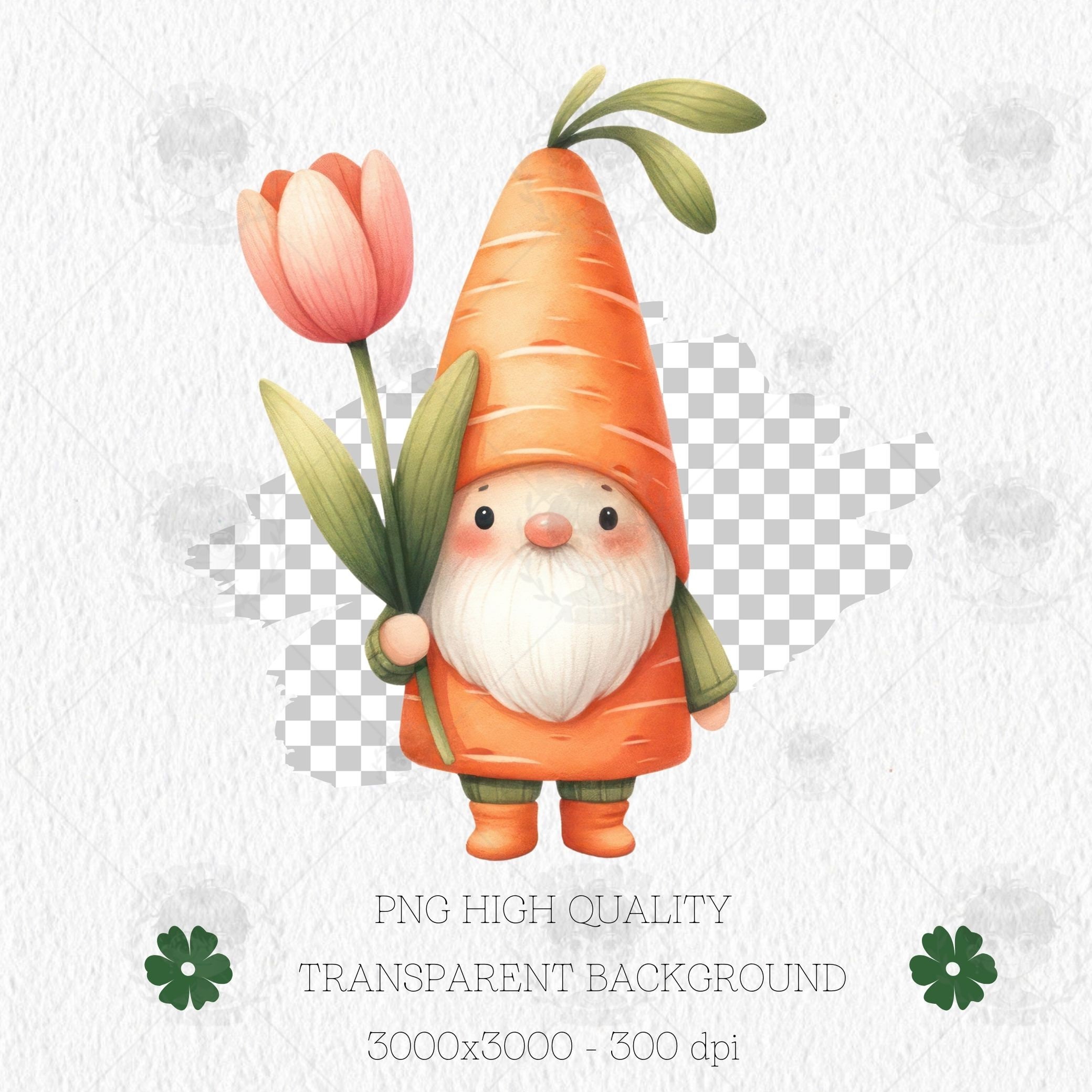 Cute Gnome Carrot ,watercolor Clipart ,farmer , Gnomes Sublimation ...
