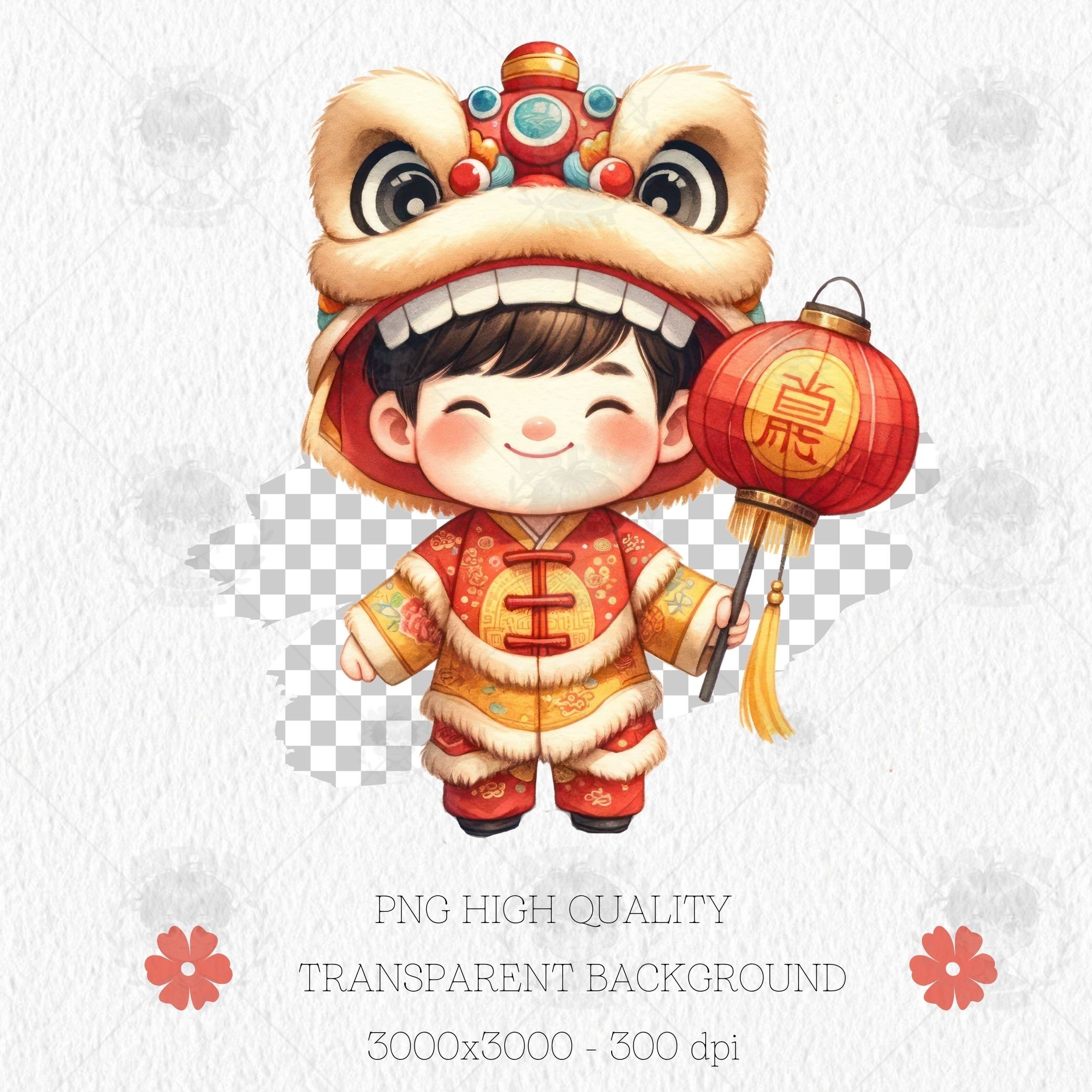 Cute Kid Lion Dance Water Color Chinese New Year Clipart ,2024 , Lion ...