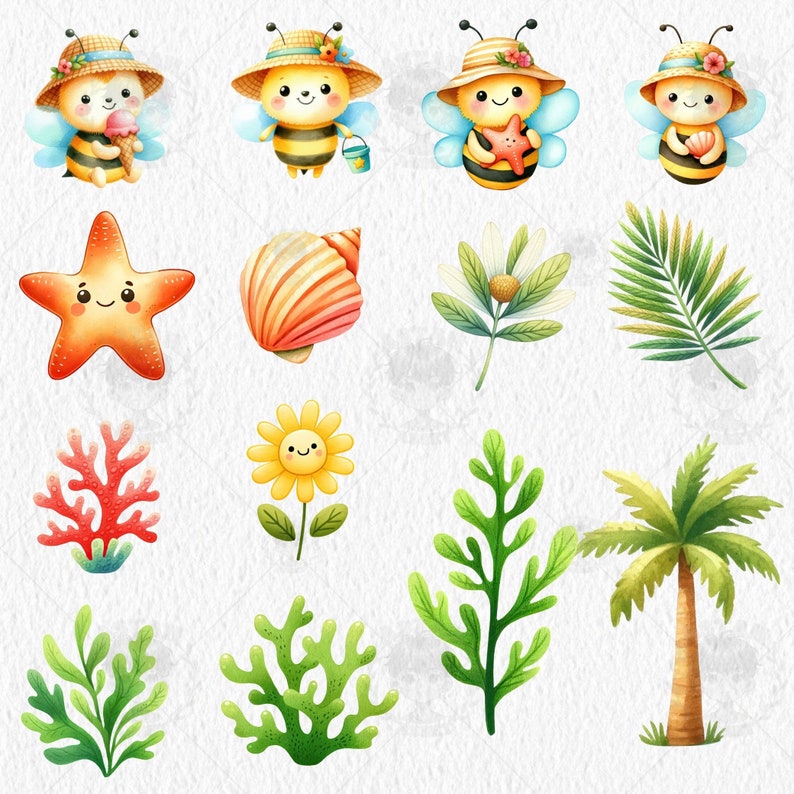 Summer Bee Watercolor Clipart, Honeybee, Summer Decor, Bumble Bee ...