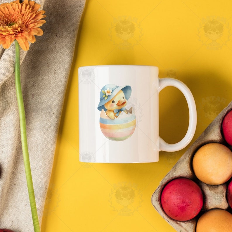 Easter Duck Watercolor Clipart , Easter Eggs, Cute Ducklings Clipart ...