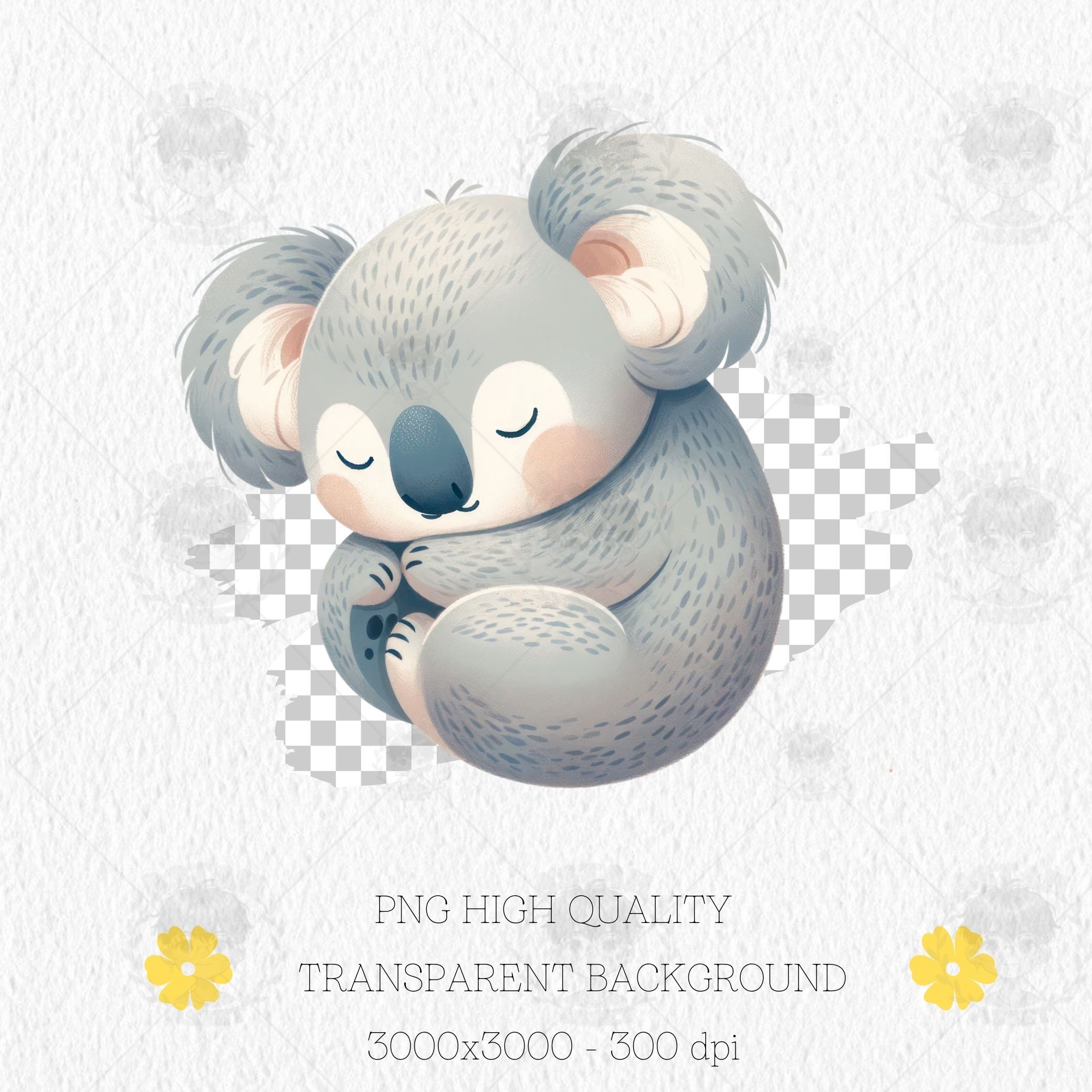 Cute Koala Watercolor Clipart Png, Nursery Decor, Baby Shower, Animals ...