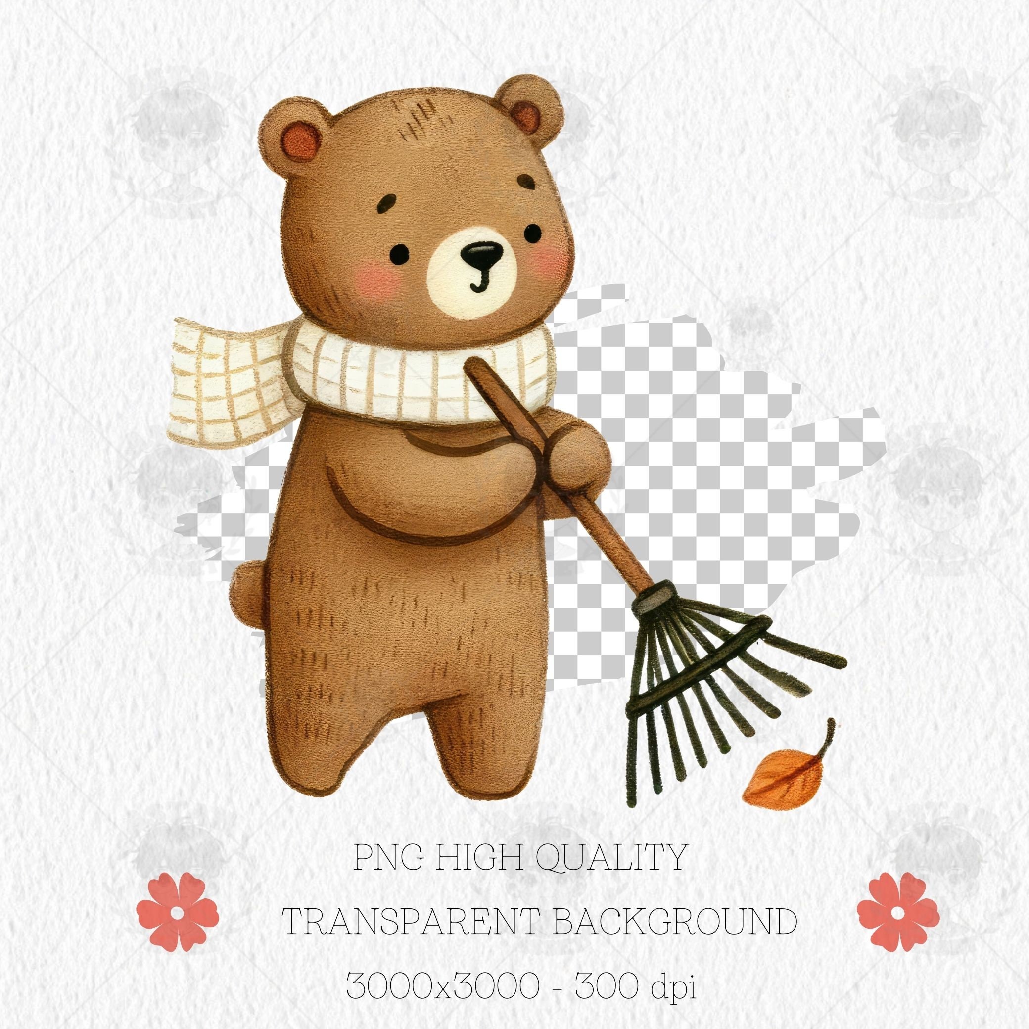 Autumn Bear Watercolor Clipart: Fall Woodland Animals (PNG, PDF) - Etsy