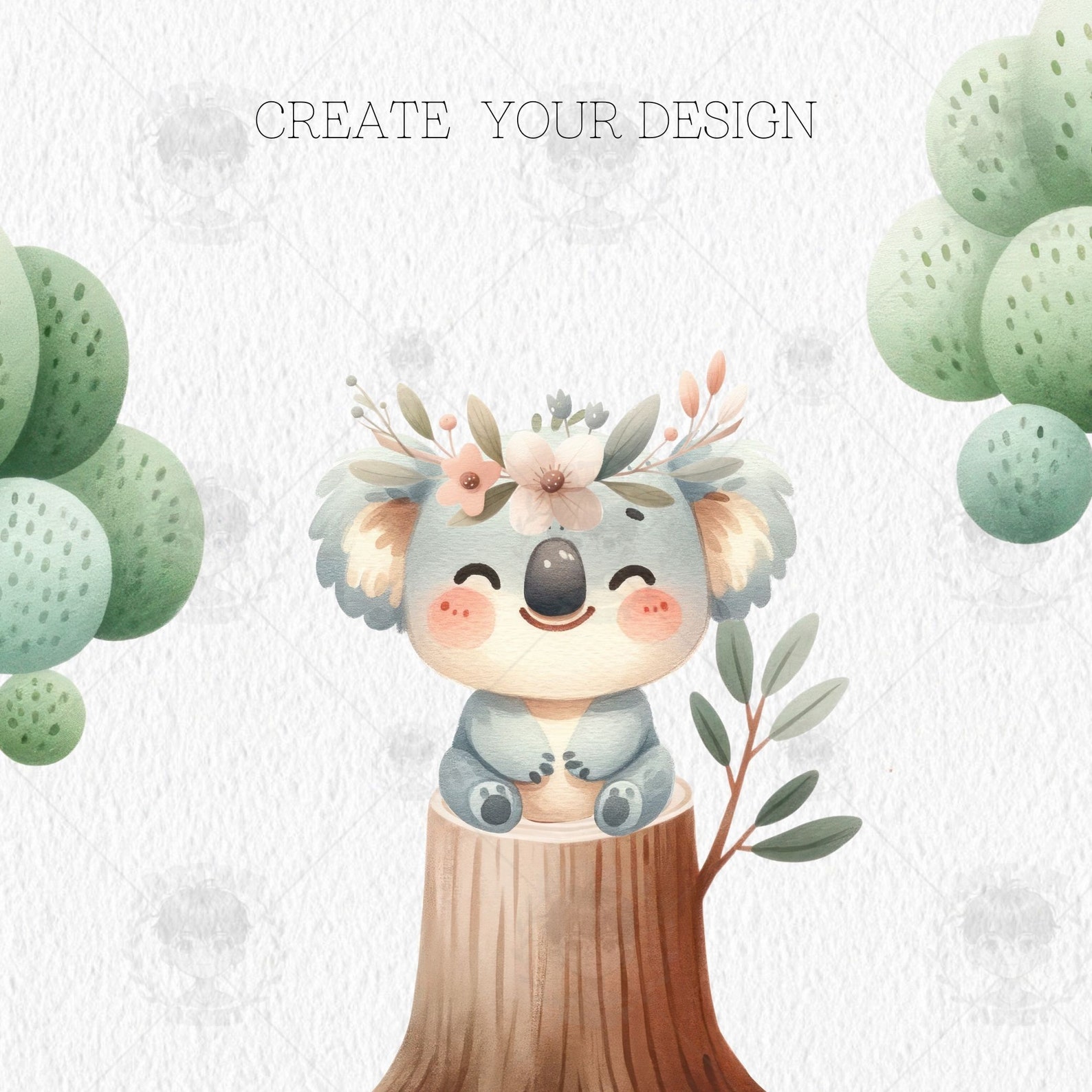 Cute Koala Watercolor Clipart Png, Nursery Decor, Baby Shower, Animals ...