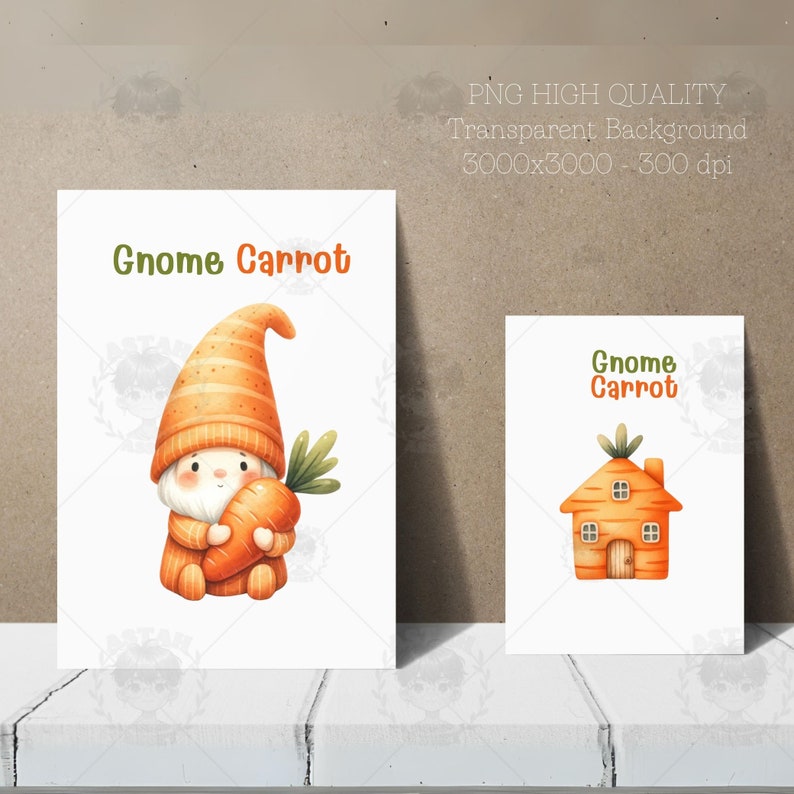 Cute Gnome Carrot ,watercolor Clipart ,farmer , Gnomes Sublimation ...