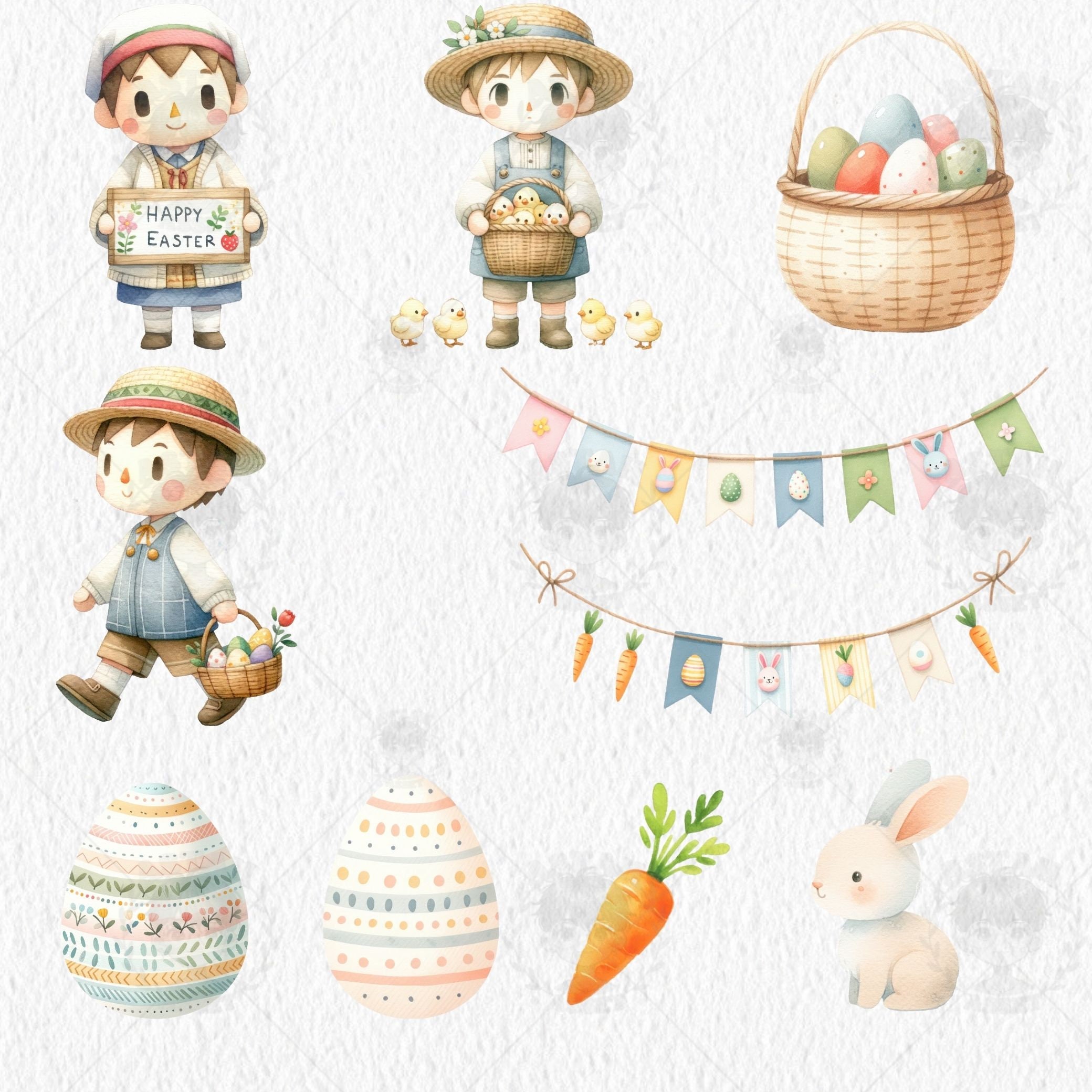 Cute Boy Easter, Watercolor Clipart ,child Easter Gift, Happy Easter ...