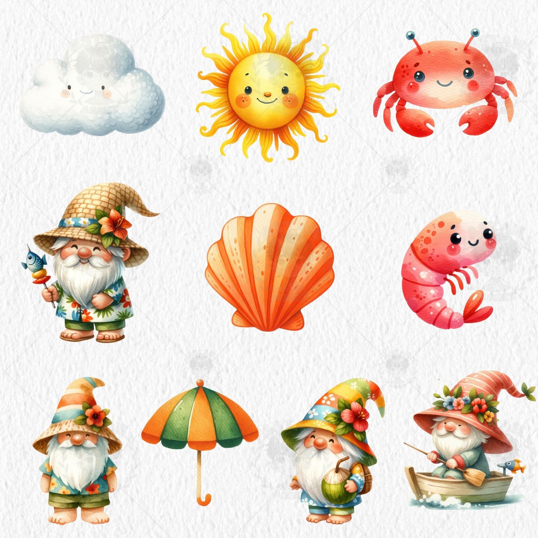 Cute Gnome Island ,watercolor Clipart ,sea , Gnomes Beach Sublimation ...