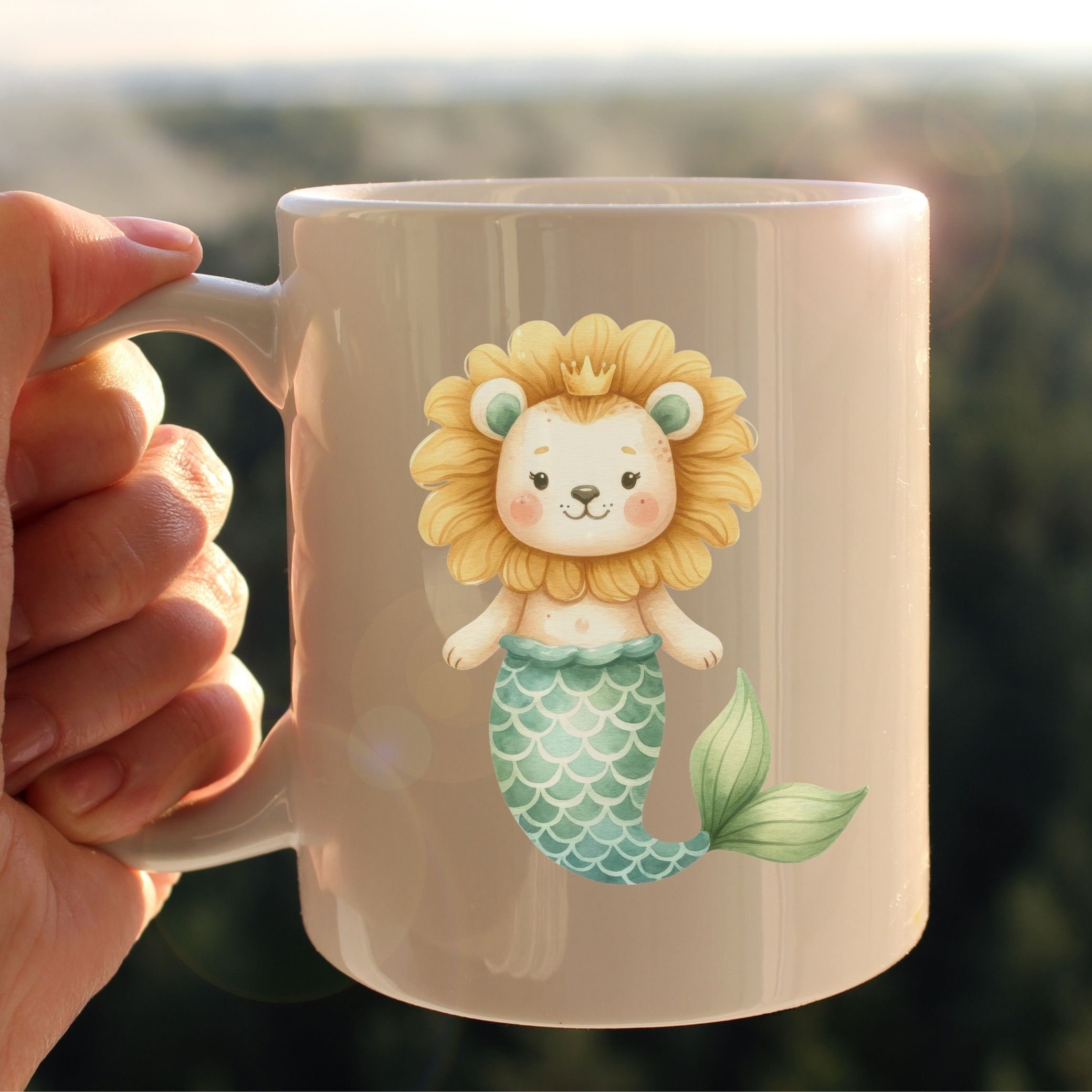 Animals Mermaid Watercolor Clipart, Ocean Clipart, Under the Sea ...