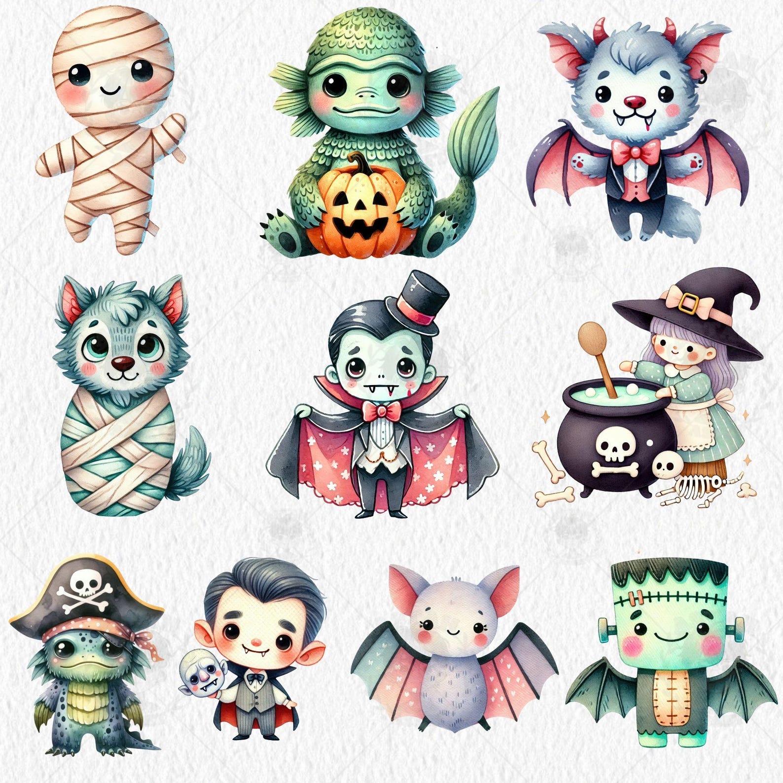 Halloween Monster Png, Halloween Watercolor Clipart, Funny Halloween ...