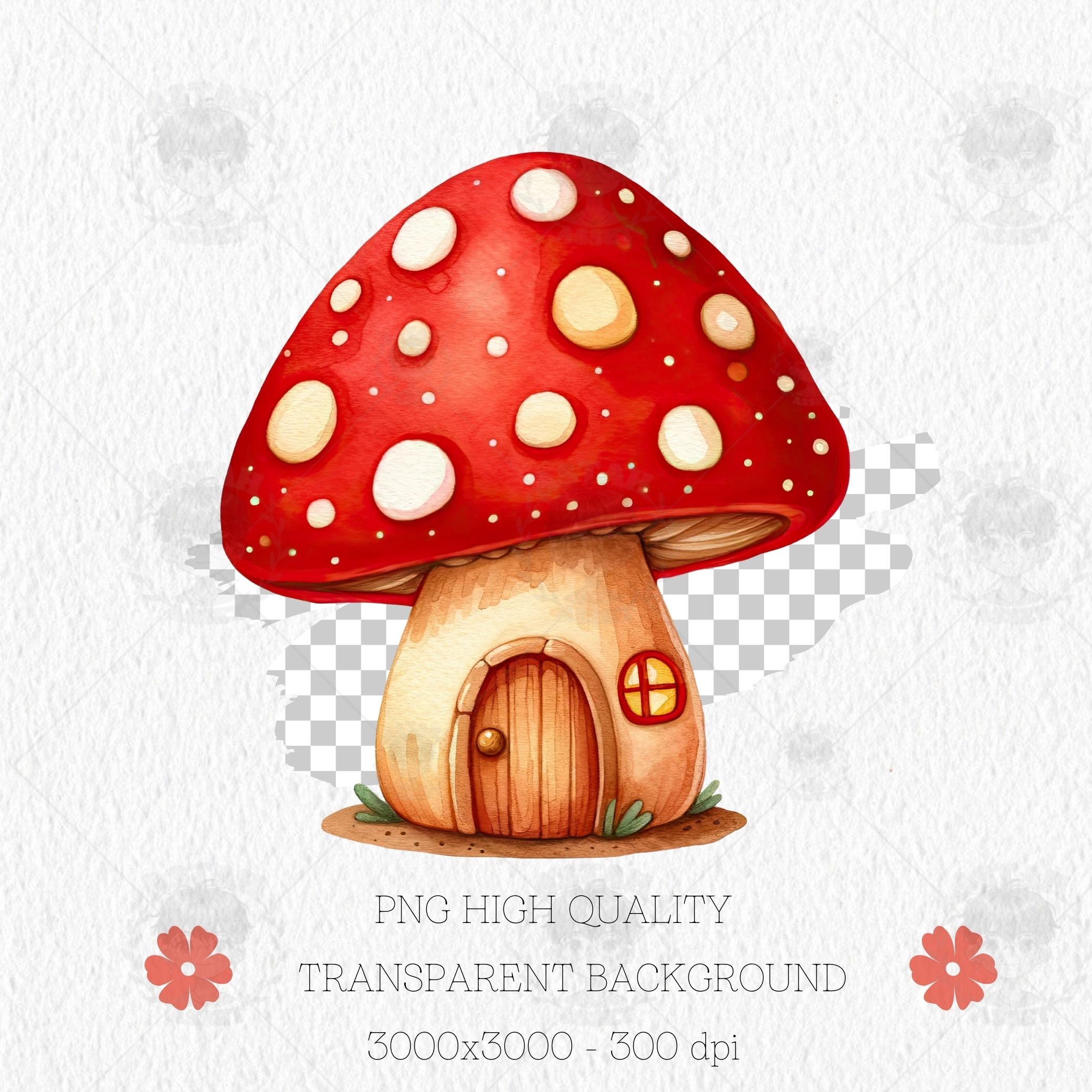 Watercolor Mushroom House Clipart: Fairy Garden PNG (digital Download ...