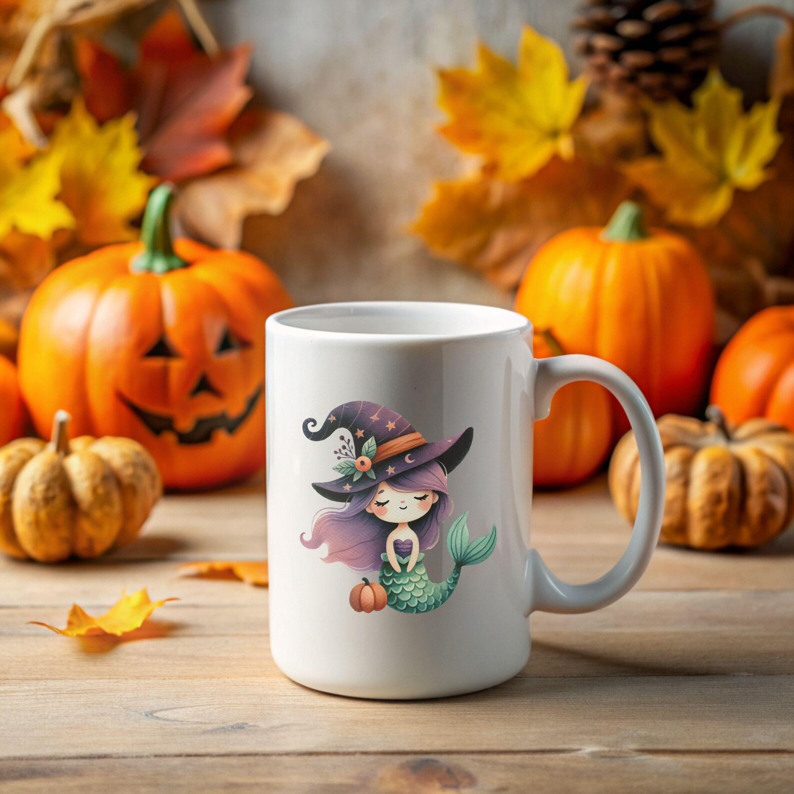 Halloween Mermaid Watercolor Clipart: Spooky Sea PNG (digital Download ...