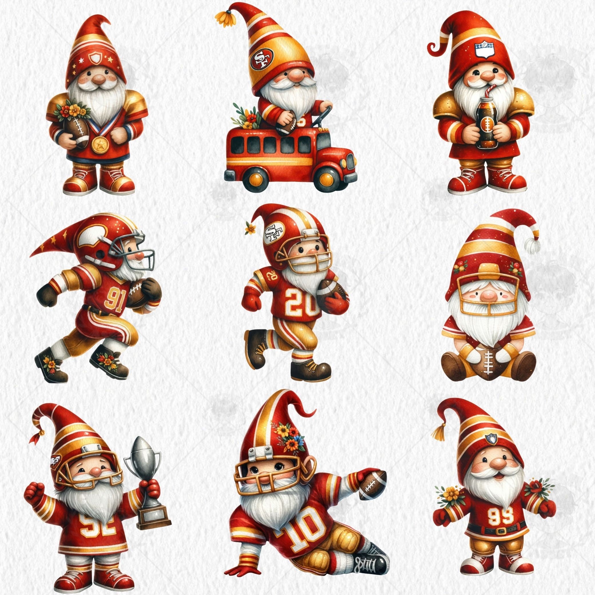 Cute Gnome American Football 2 Watercolor Clipart, Gnomes Png ...