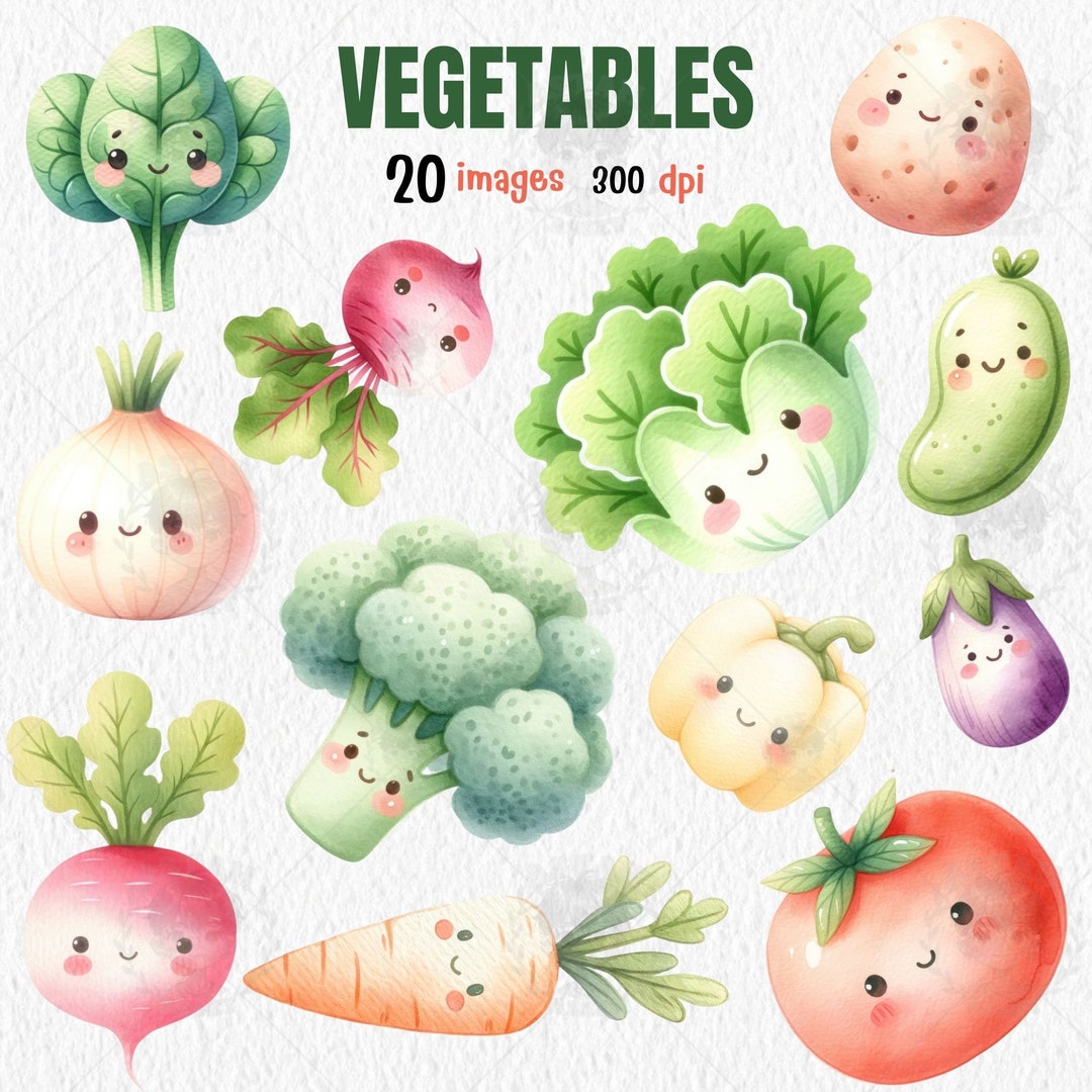 Cute Vegetable Watercolor, Vegetable Clipart Png, Cute Food Clipart ...
