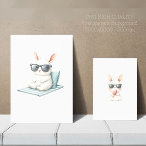 Summer Bunnies, Rabbit Summer, Watercolor Clipart, Animals Summer ...