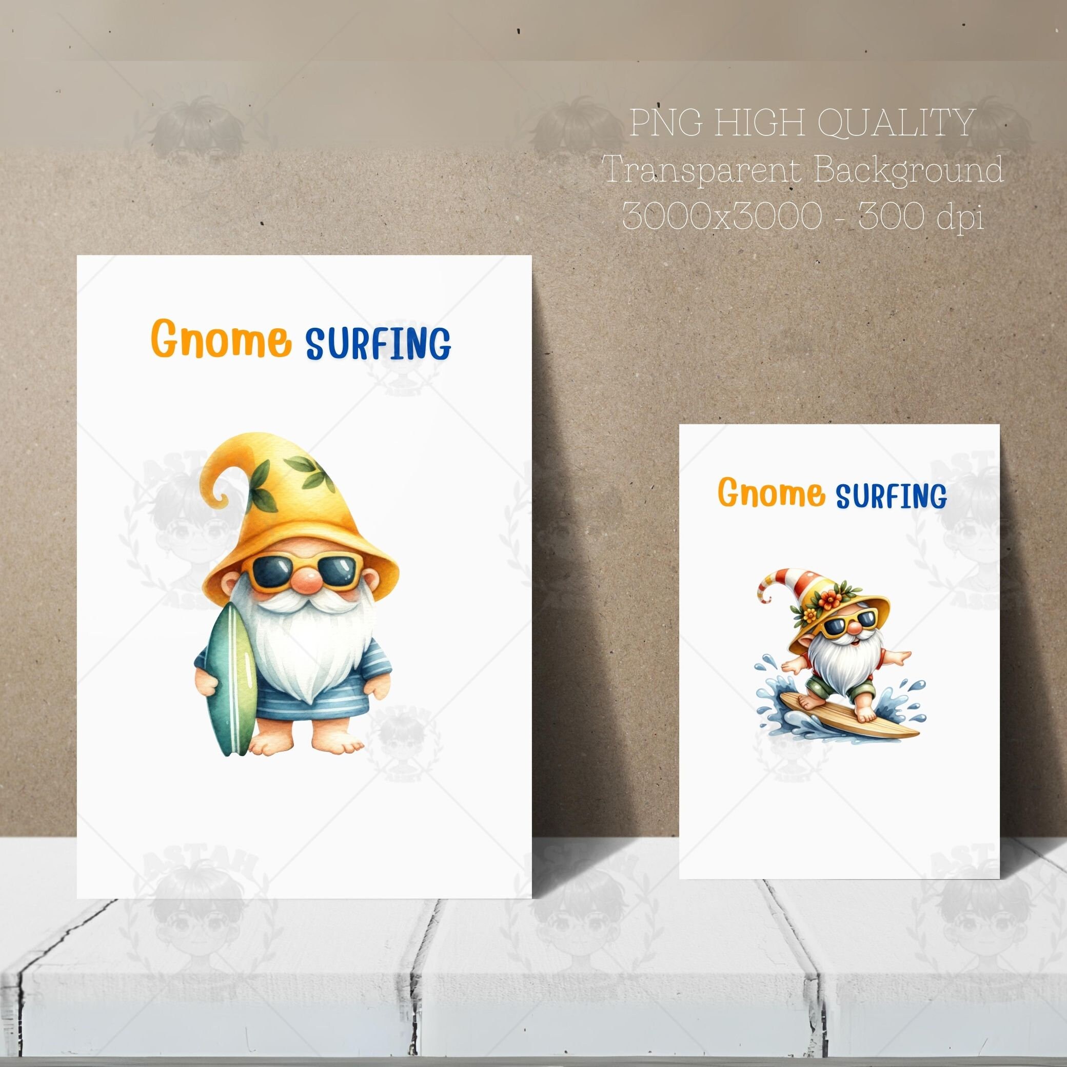 Cute Gnome Surfing ,watercolor Clipart ,sea , Gnomes Beach Sublimation ...