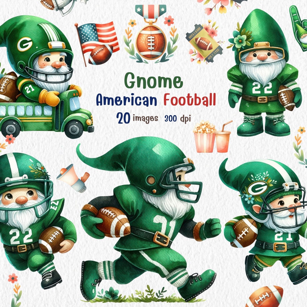 Cute Gnome American Football Watercolor Clipart, Gnomes Png ...