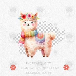 Alpaca Watercolor Clipart, Cute Animal Clipart, Alpaca PNG, Pet Clipart ...