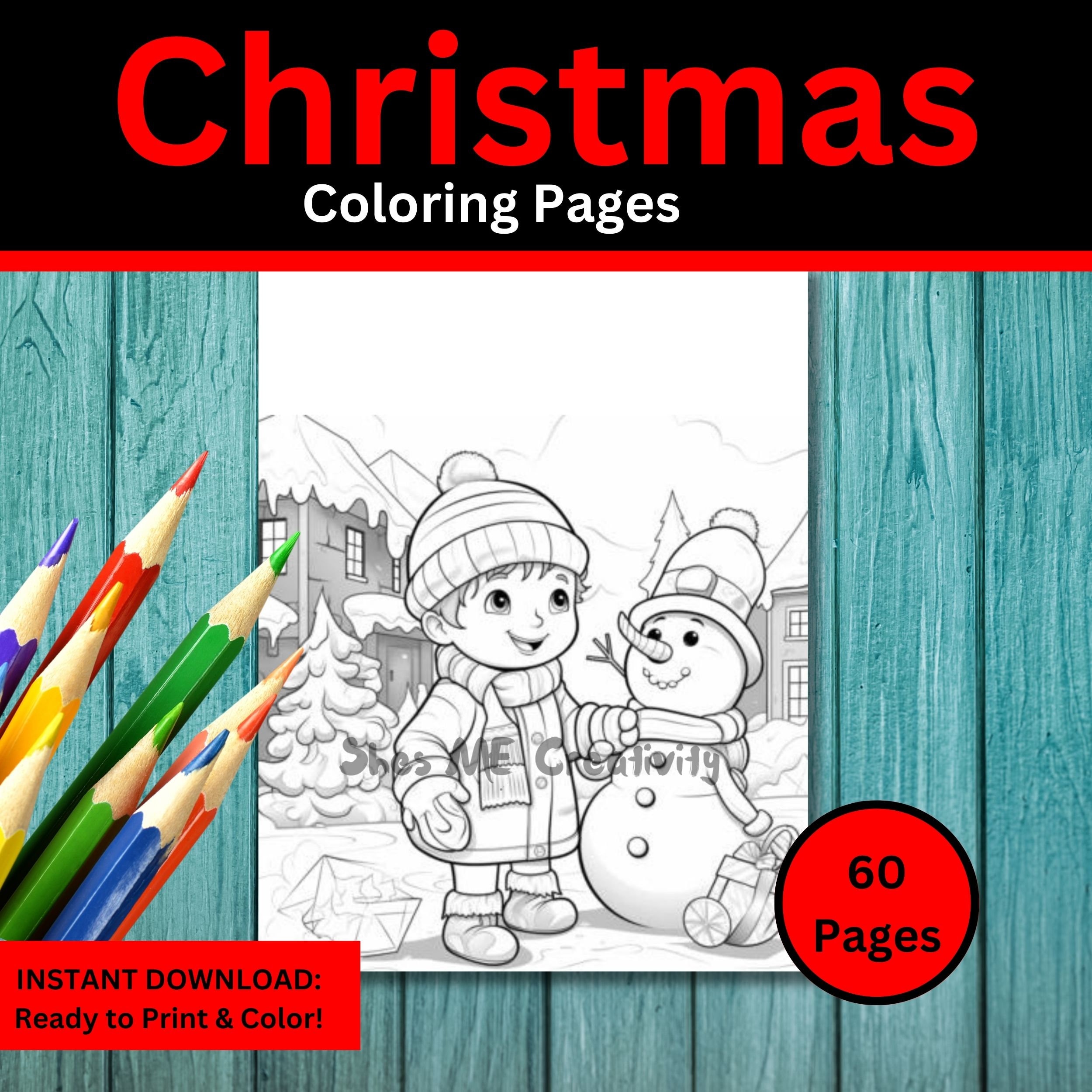 60 Christmas Coloring Pages Kids Coloring Christmas - Etsy