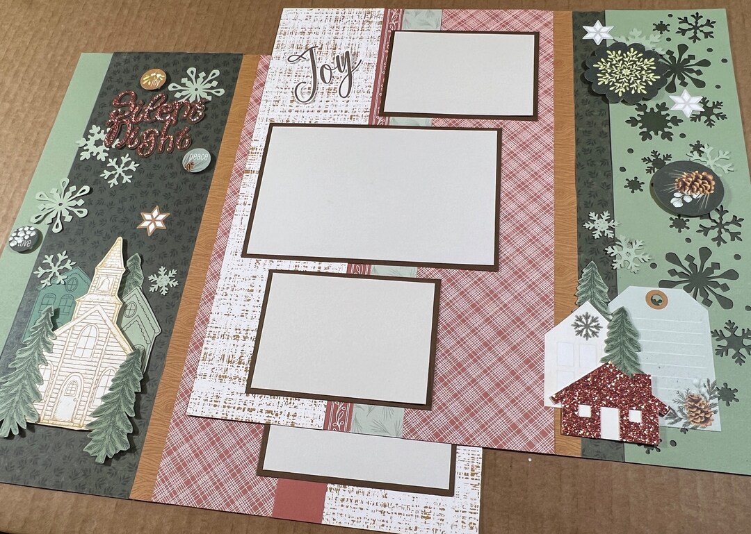 Christmas Church 12x12" Scrapbook Layout, Handmade 3D Page Kit, Choice ...