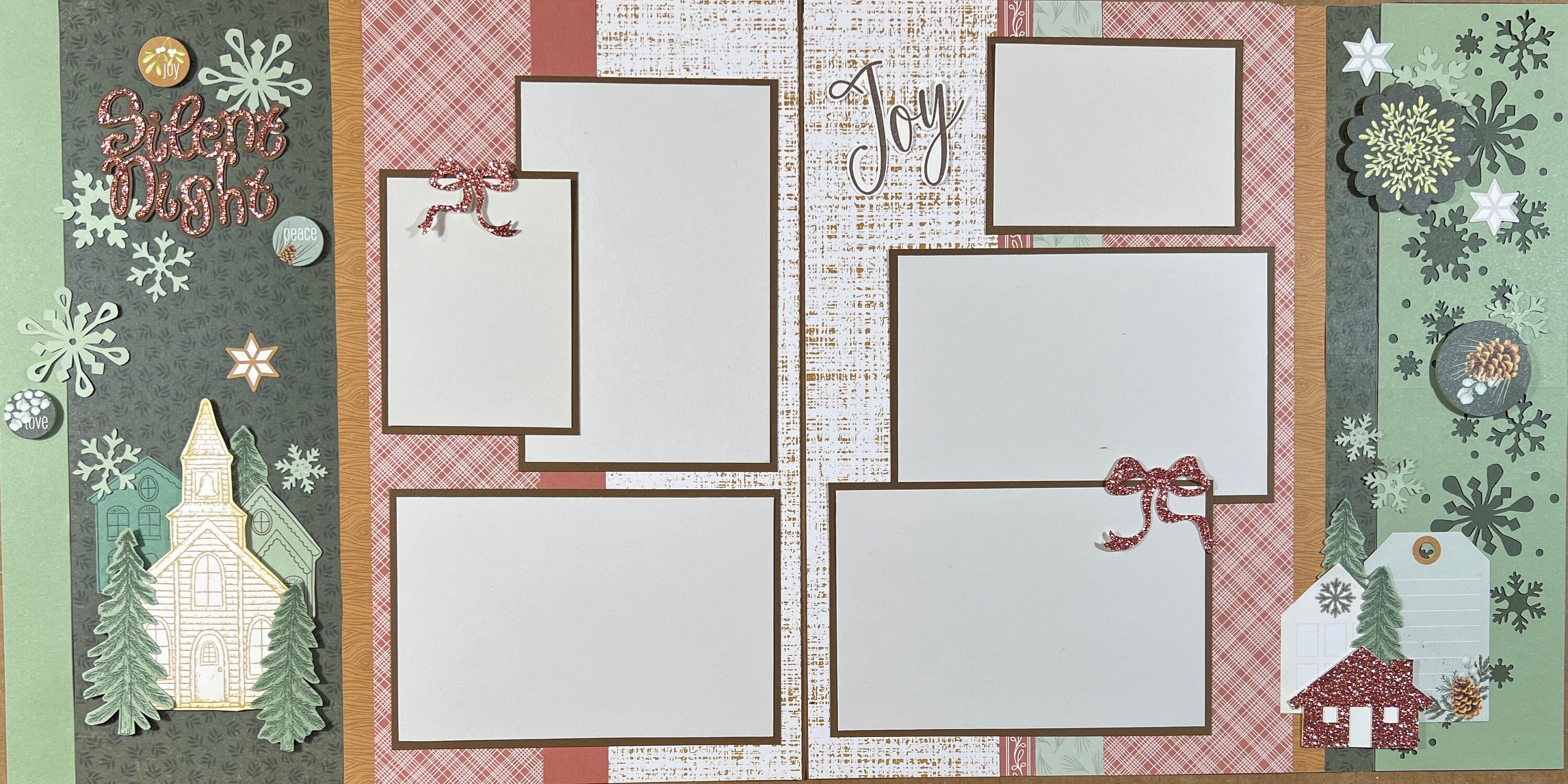 Christmas Church 12x12" Scrapbook Layout, Handmade 3D Page Kit, Choice ...