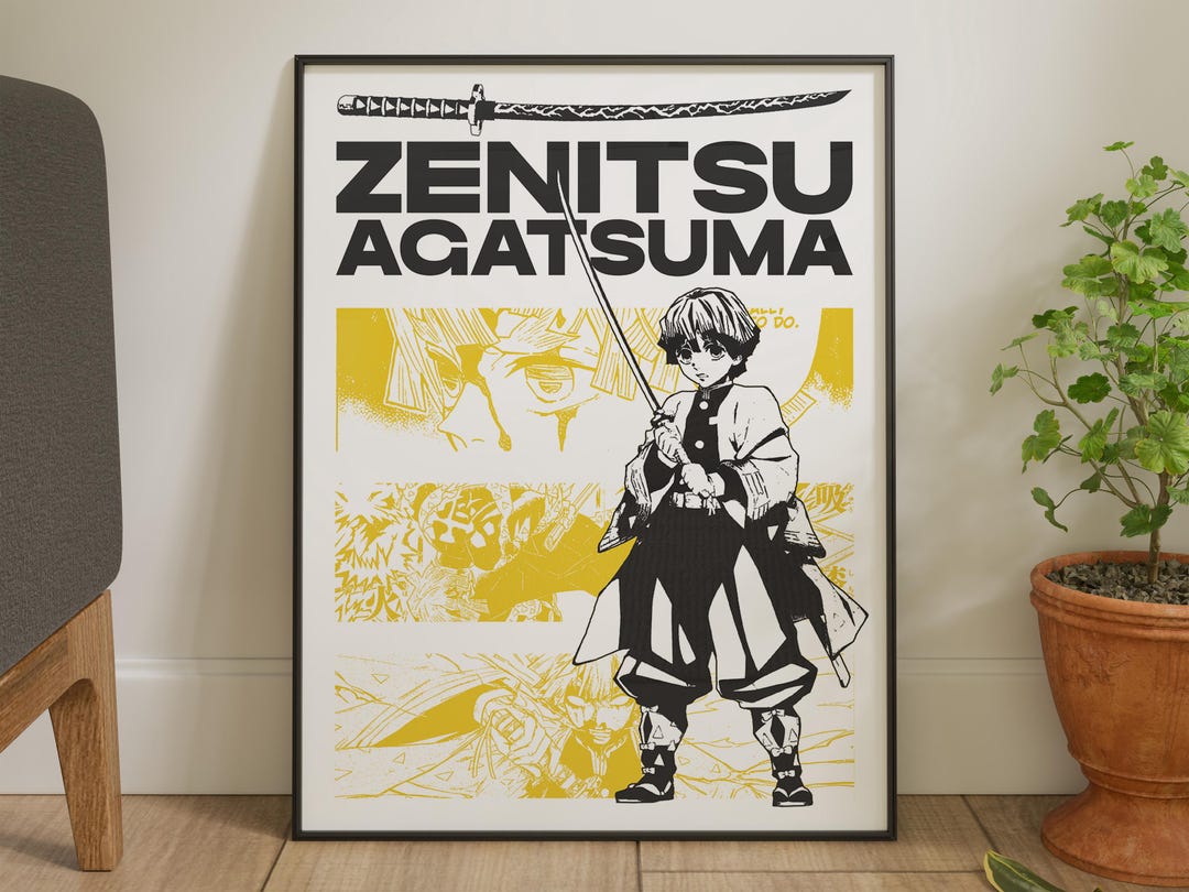 Zenitsu Agatsuma, Demon Slayer, Anime Poster, 18x24 DIGITAL, FHD Wall ...