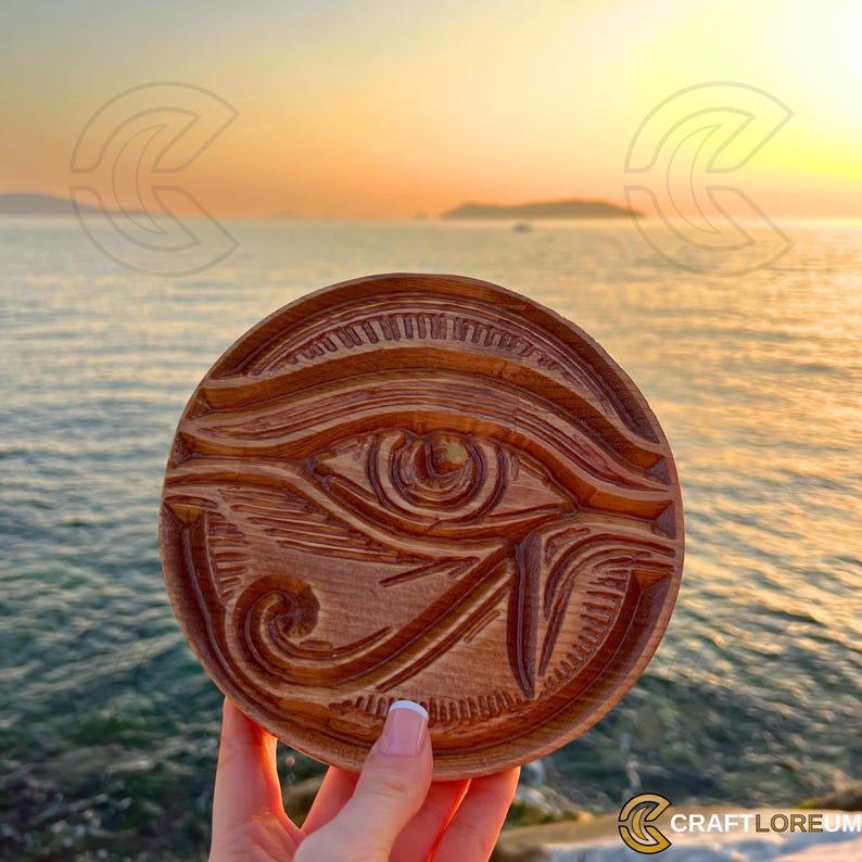 Hand Carved Eye of Horus Plaque – Teal & Gold Egyptian Decor - Etsy