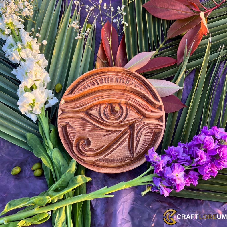 Hand Carved Eye of Horus Plaque – Teal & Gold Egyptian Decor - Etsy