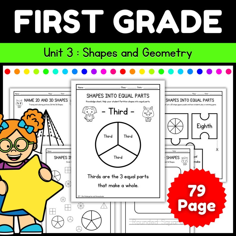 Beginning of the Year 1st Grade Math Packet Unit 3 Geometry Activities ...