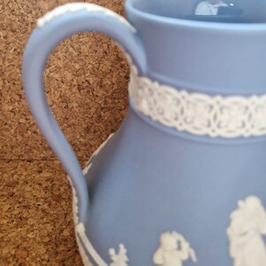 Wedgwood Blue Jasperware Jug Pitcher, Etruscan Shape, Domestic Scenery ...