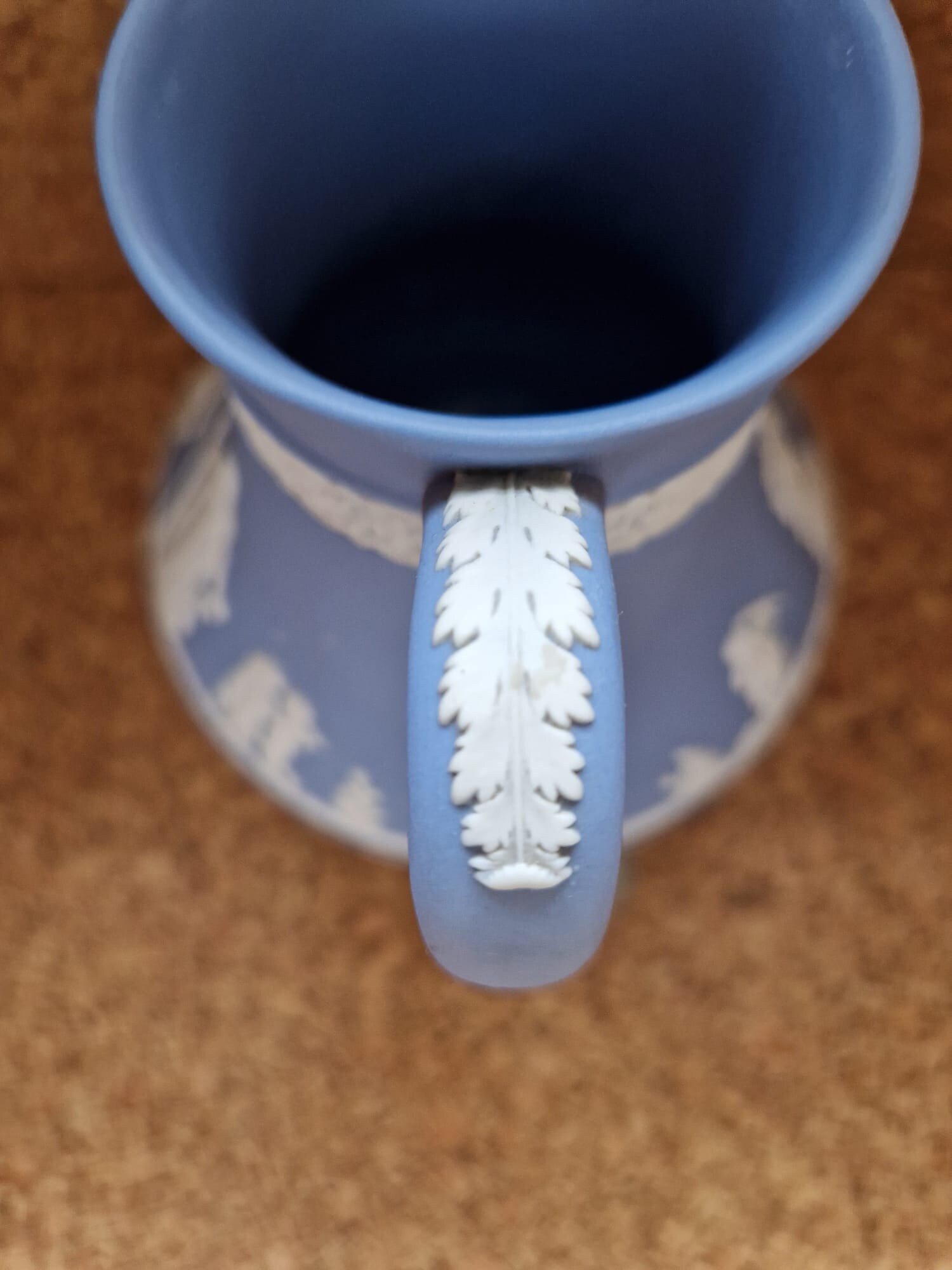 Wedgwood Blue Jasperware Jug Pitcher, Etruscan Shape, Domestic Scenery ...