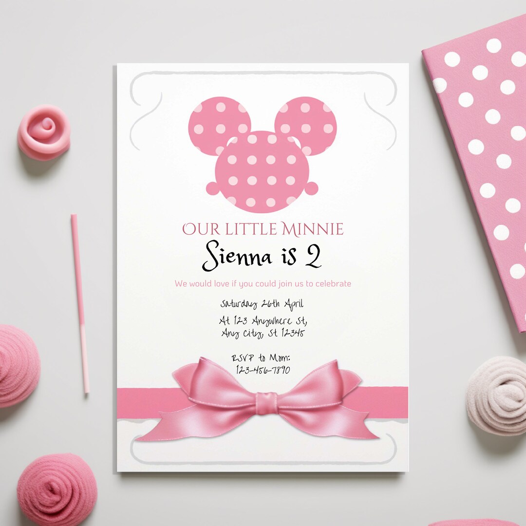 Minnie Mouse Invitation Minnie Mouse Digital Invitation - Etsy