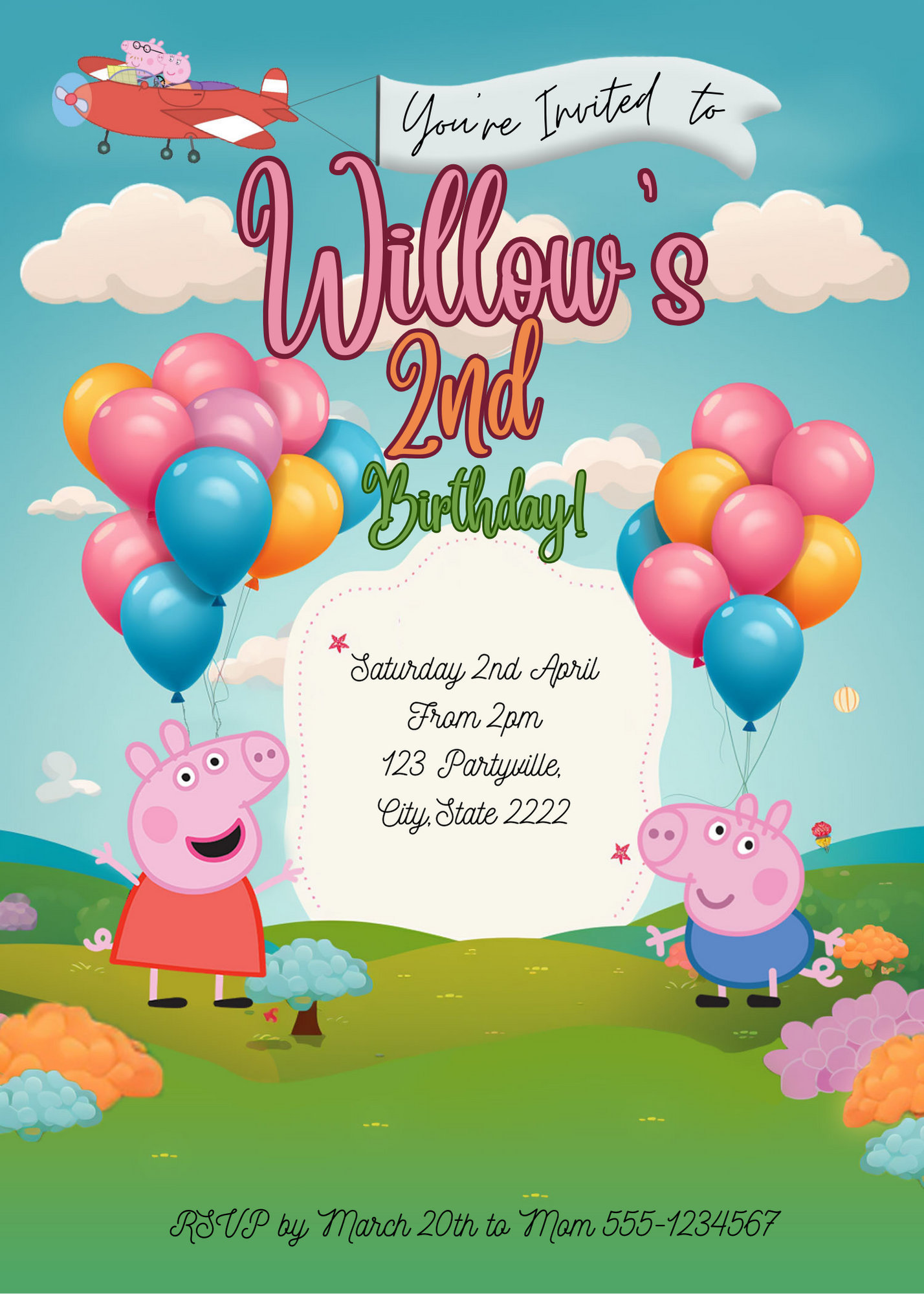 Peppa Pig invitación de cumpleaños CANVA plantilla editable - Etsy México