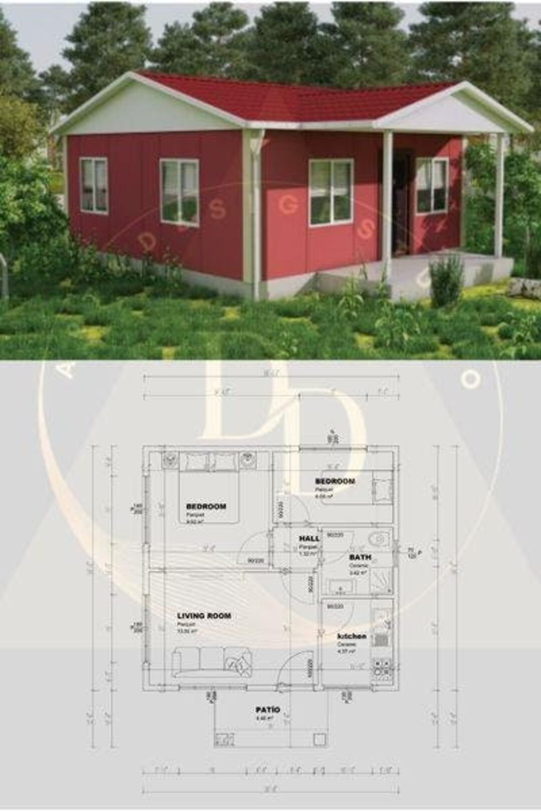 2.prefabricated Floor Plan -minimalist Archıtectural House Plan -64'x44 ...