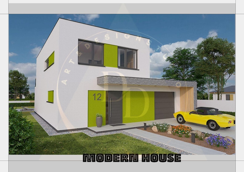 Modern House Plan, House Plan With Open and Closed Garage, 3 Bedrooms ...
