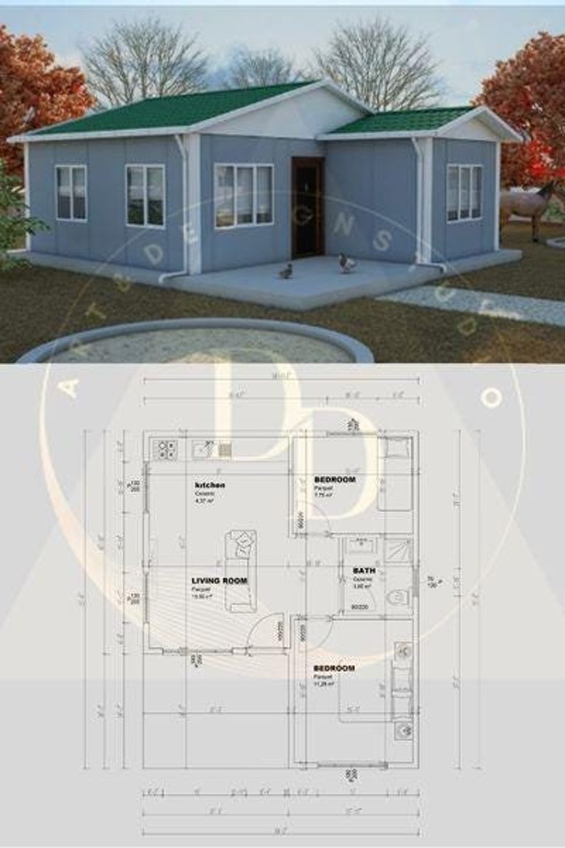 3.prefabricated Floor Plan -minimalist Archıtectural House Plan -64'x44 ...