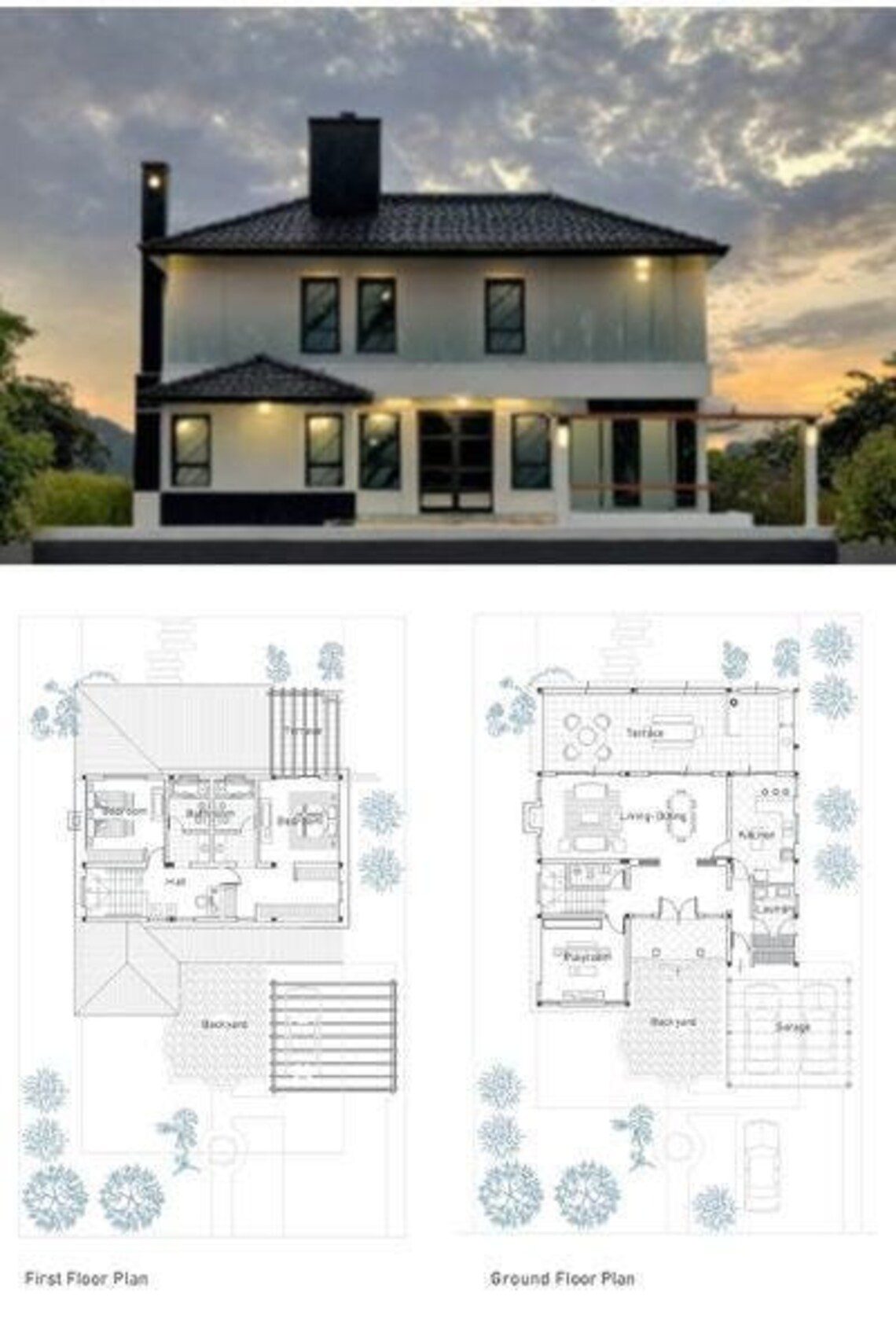 Tall Oak Southern Living Farmhouse - Two Story - Architectural Plan -2 ...