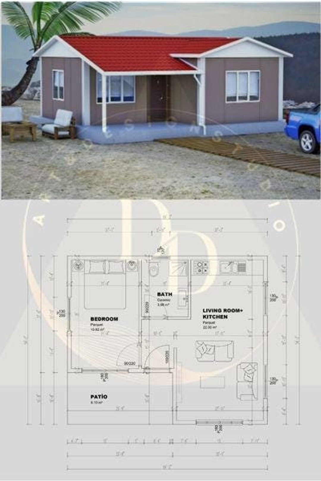4.prefabricated Floor Plan -minimalist Archıtectural House Plan -64'x44 ...