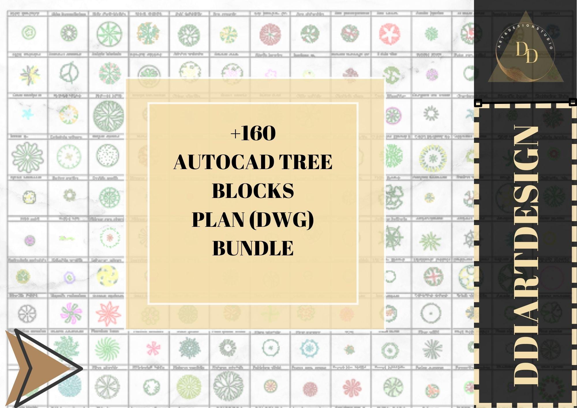 Tree Plans Bundle , 160 Tree Blocks, High Quality 2D Autocad Files ...