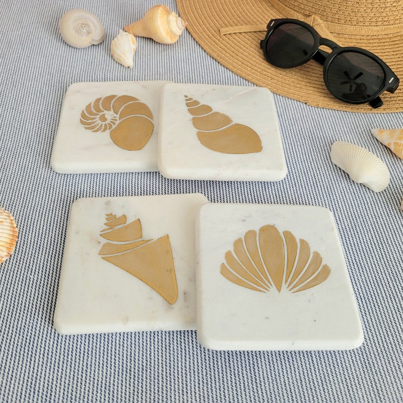 Seashell Coasters - Etsy