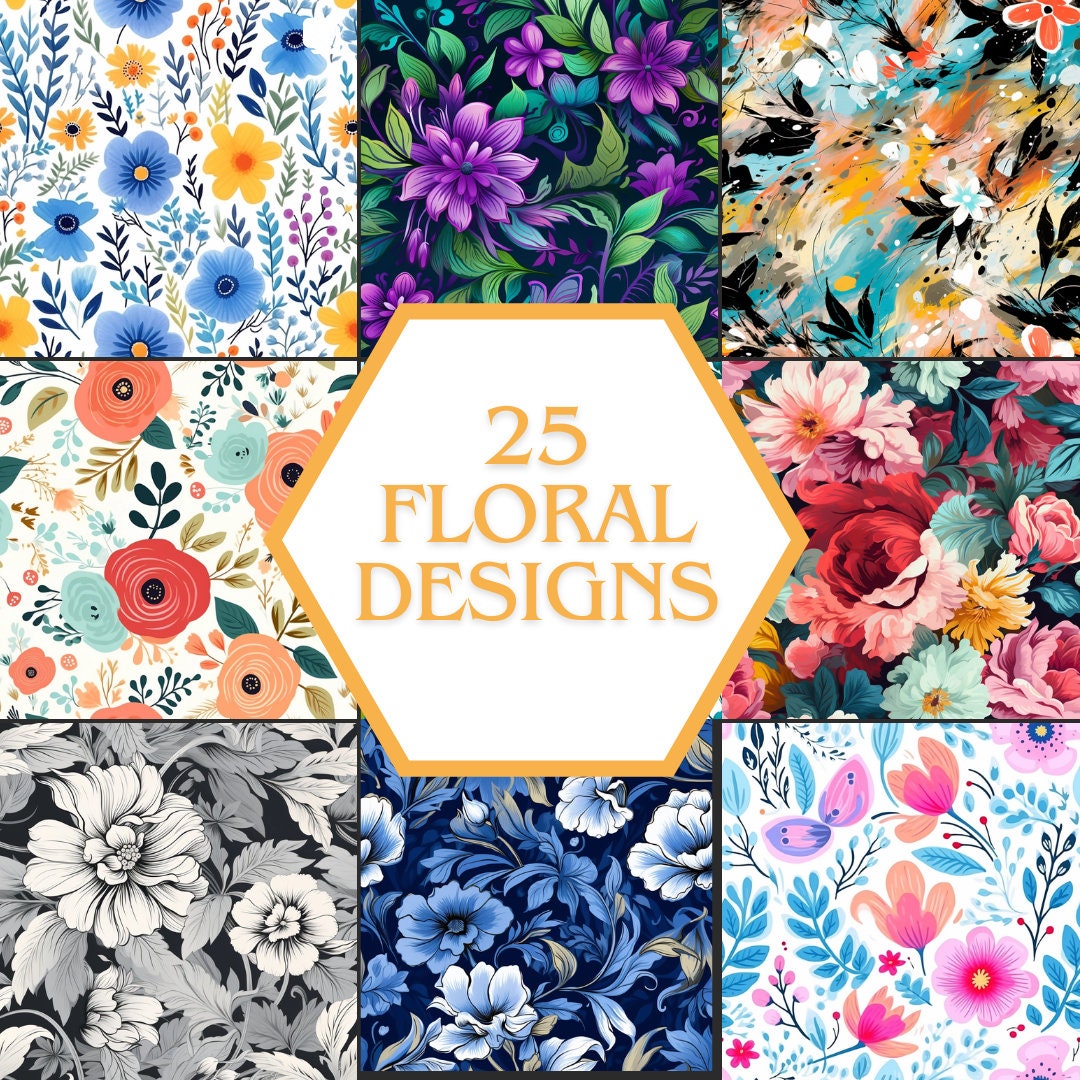 25 Floral Patterns: Digital Flower Pattern Inspired by Masterpieces ...